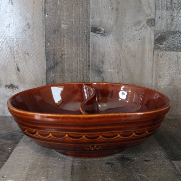 Marcrest | Dining | Marcrest Oven Proof Stonewear Brown Divided Bowl ...